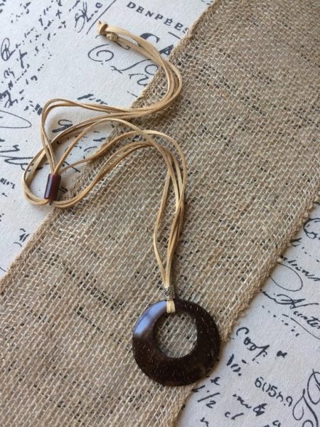 Brown Coconut Shell Pendant Necklace - Historic Downtown Sanford